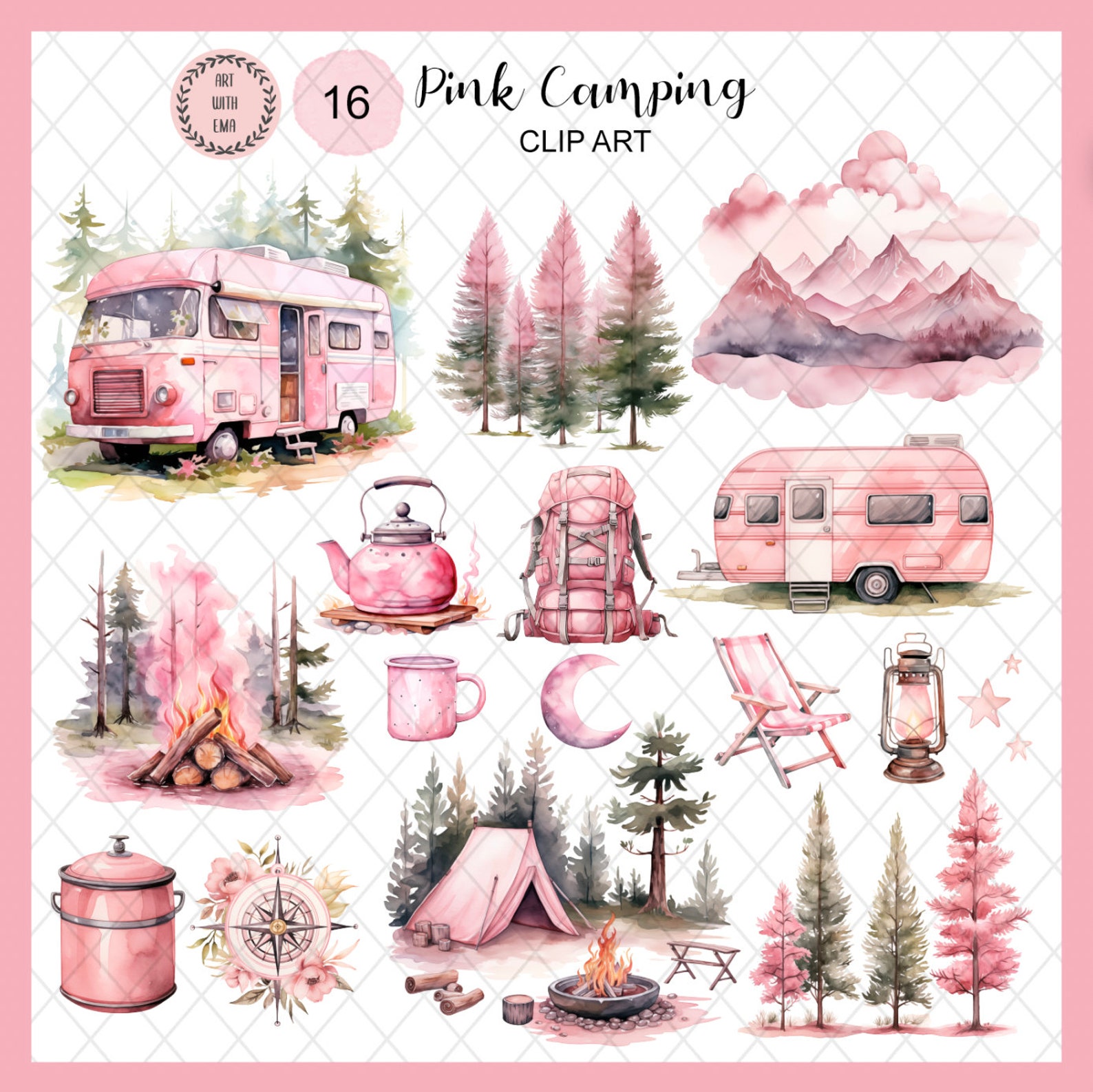 Camping Clipart, Girl Camping Clipart, Campfire PNG, Camper PNG ...