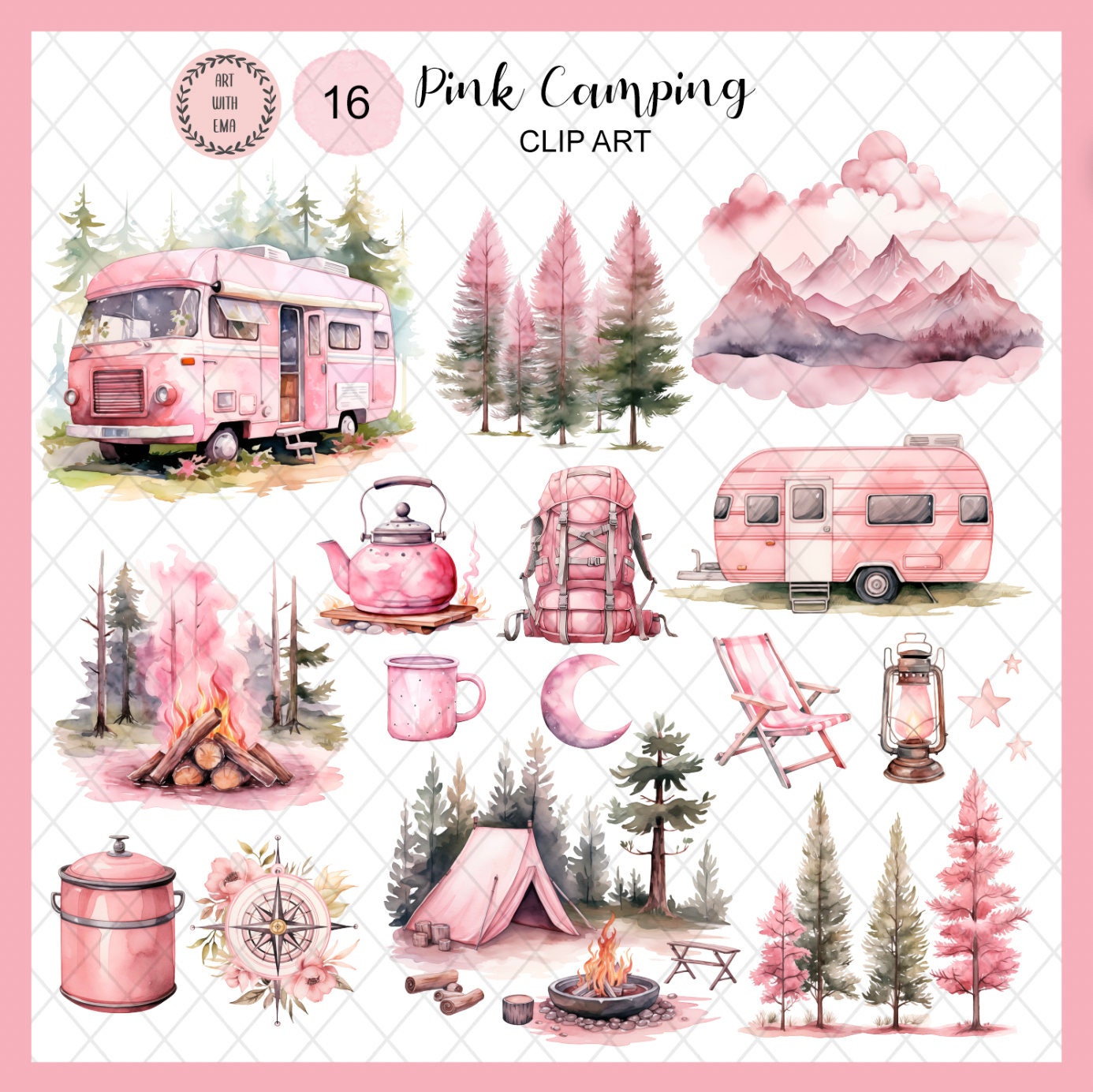Camping Clipart, Girl Camping Clipart, Campfire PNG, Camper PNG ...