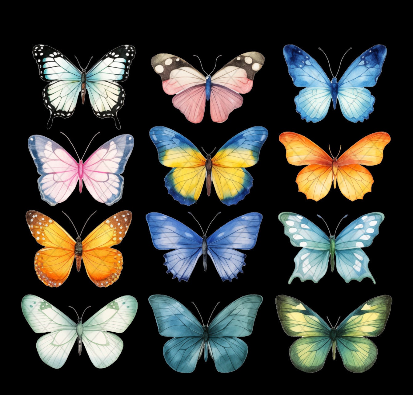 Watercolor Butterfly Clip Art, Butterflies Clip Art, Insect PNG ...