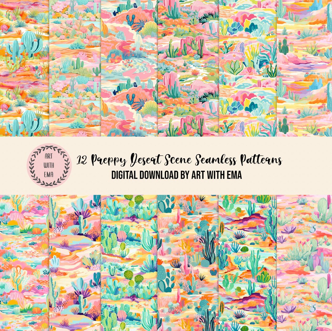 12 Acrylic Desert Seamless Patterns, Seamless Desert Pattern JPG ...