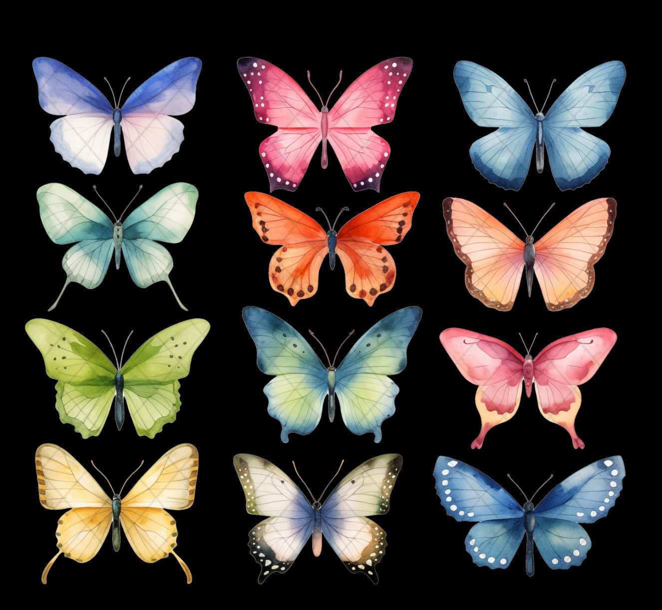 Watercolor Butterfly Clip Art, Butterflies Clip Art, Insect PNG ...