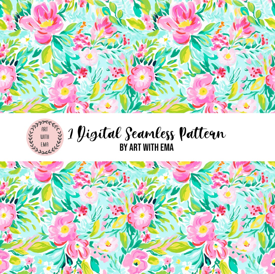 Acrylic Preppy Floral Seamless Pattern, Seamless Acrylic Flower ...