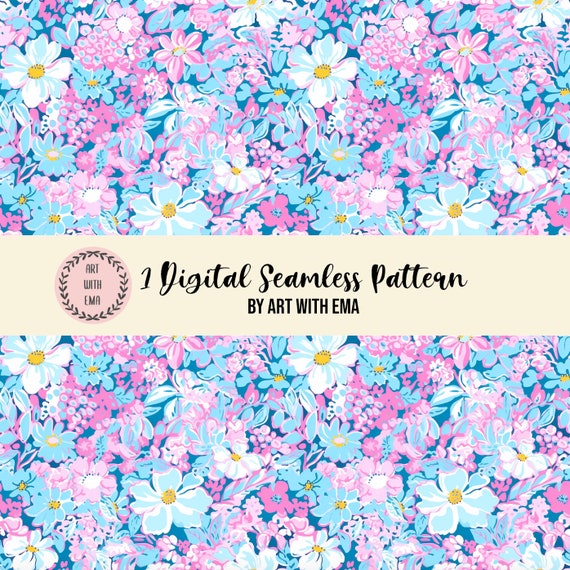 Pink And Blue Flower Pattern