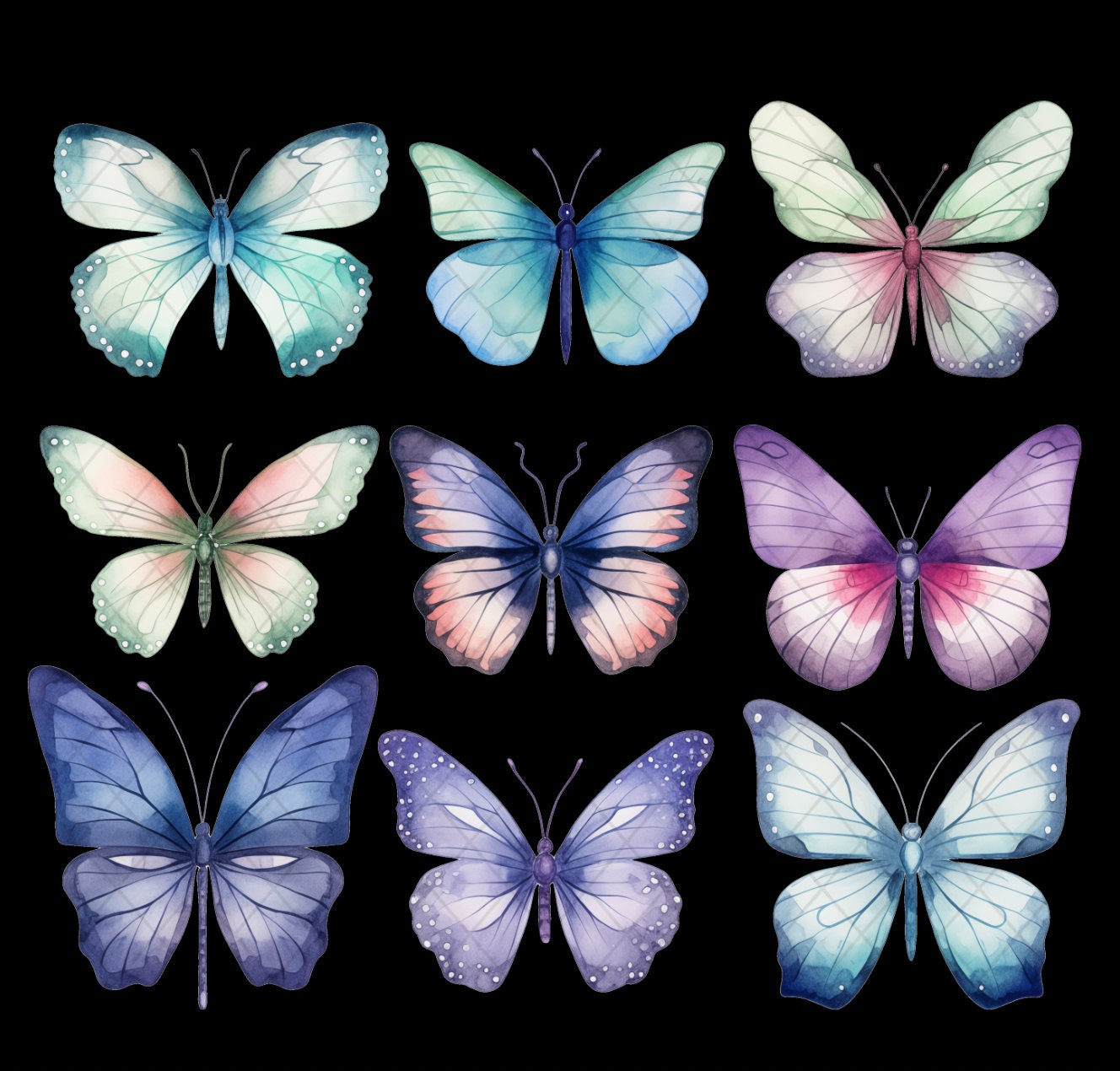 Watercolor Butterfly Clip Art, Butterflies Clip Art, Insect PNG ...