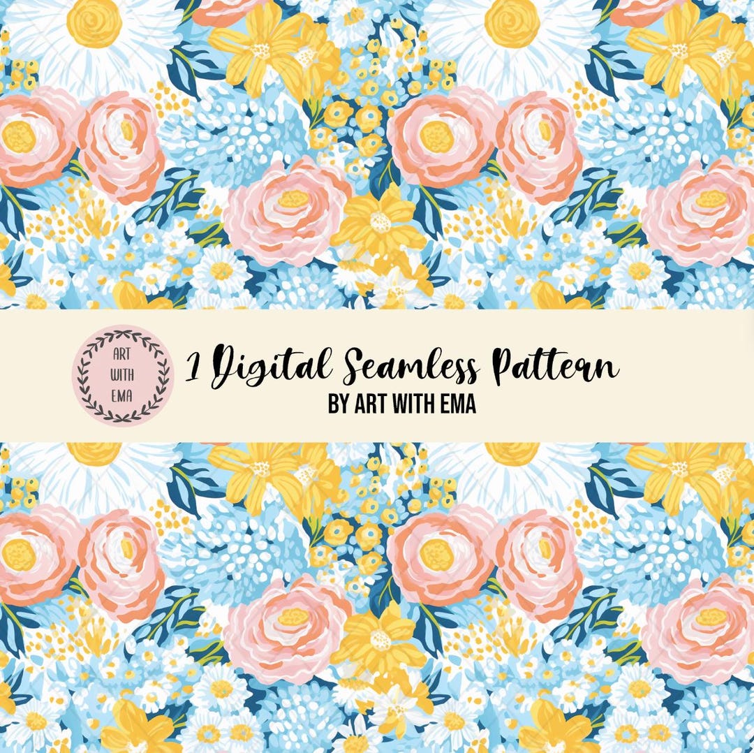 Acrylic Preppy Floral Seamless Pattern, Seamless Acrylic Flower ...
