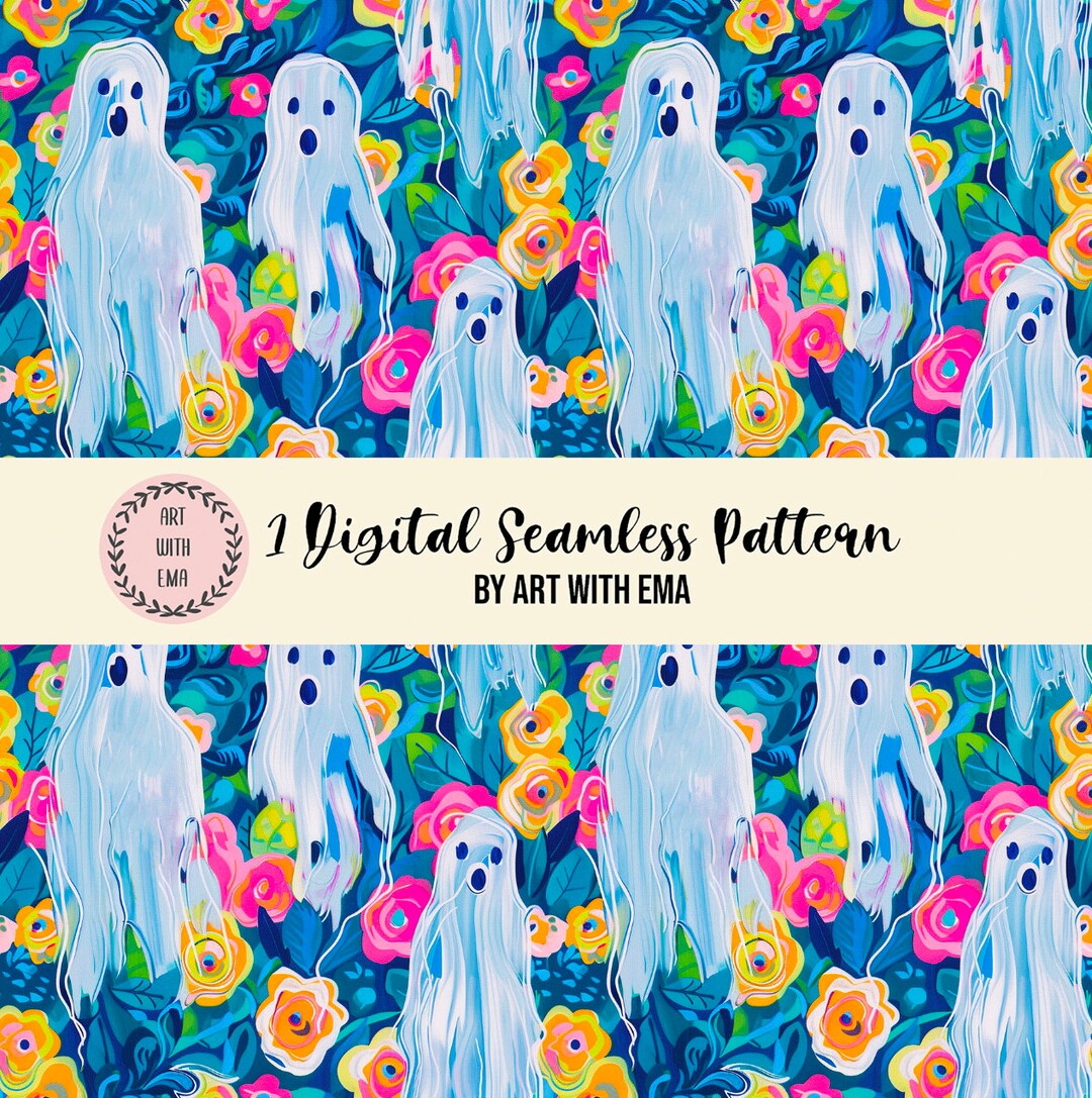 Acrylic Ghost Seamless Pattern, Seamless Acrylic Spooky Background ...