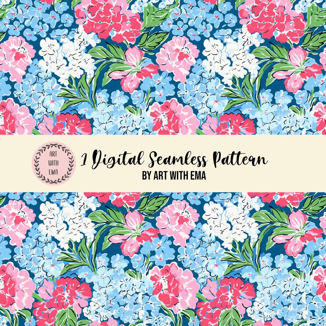 Acrylic Hydrangea Floral Seamless Pattern, Seamless Acrylic Flower ...