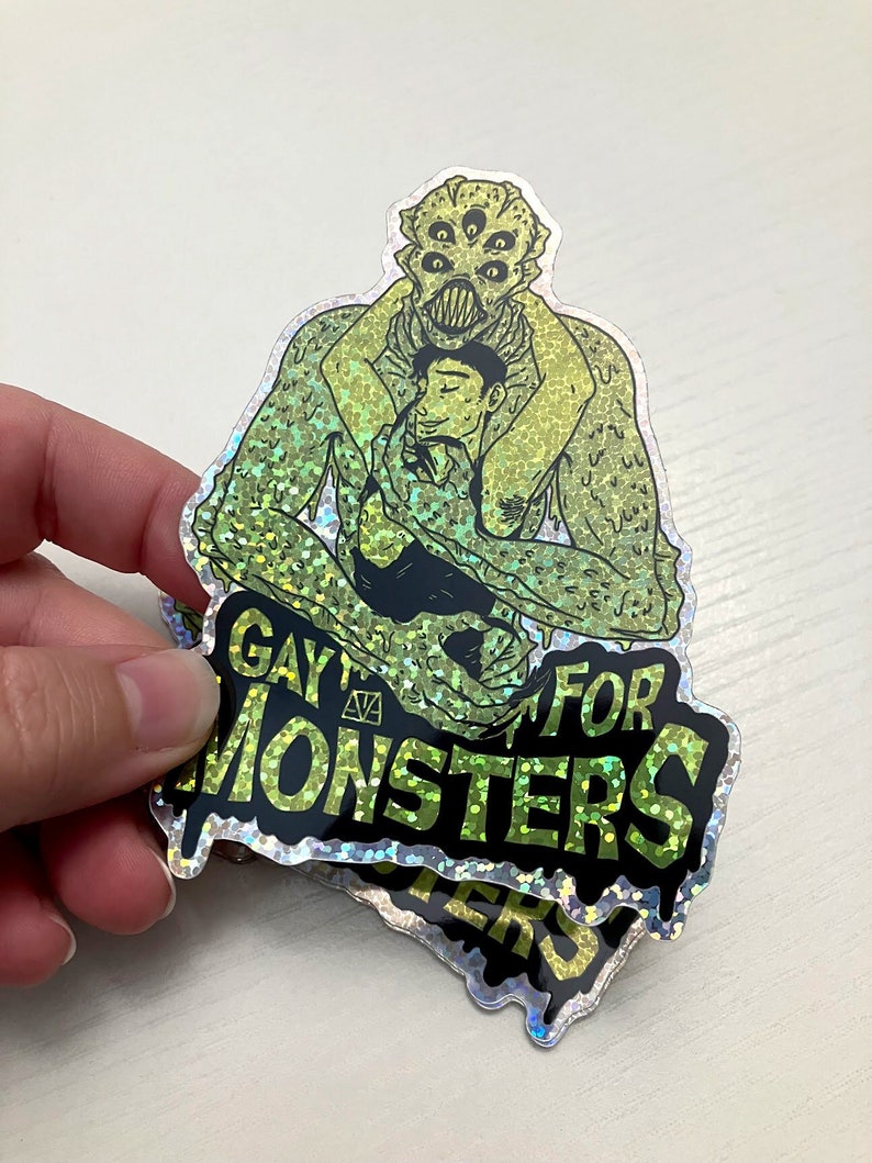 Gay for Monsters Queer Horror Holographic Glitter Sticker - Etsy