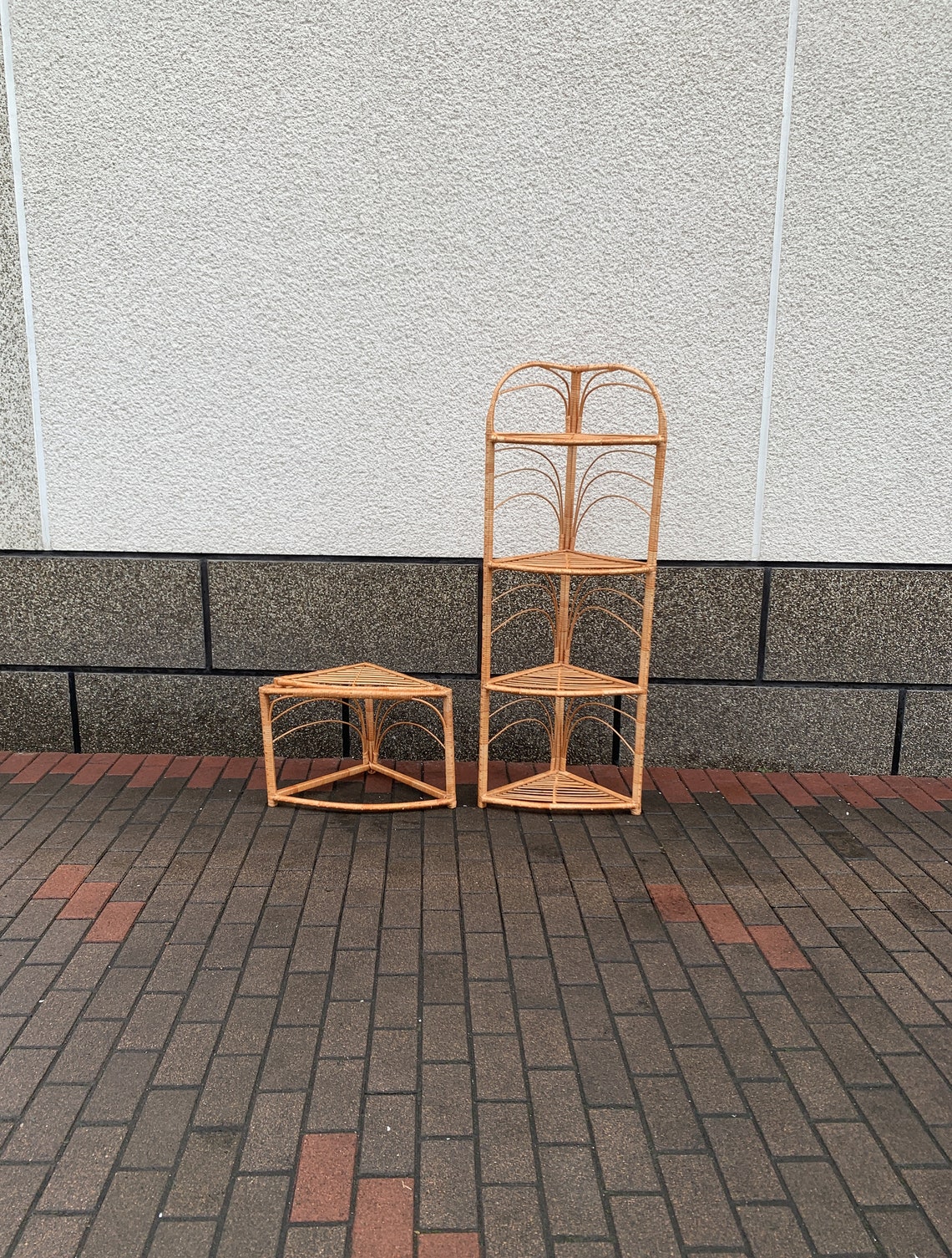 Wicker Corner Shelf Boho Corner Shelf Rattan Cabinet Rattan - Etsy