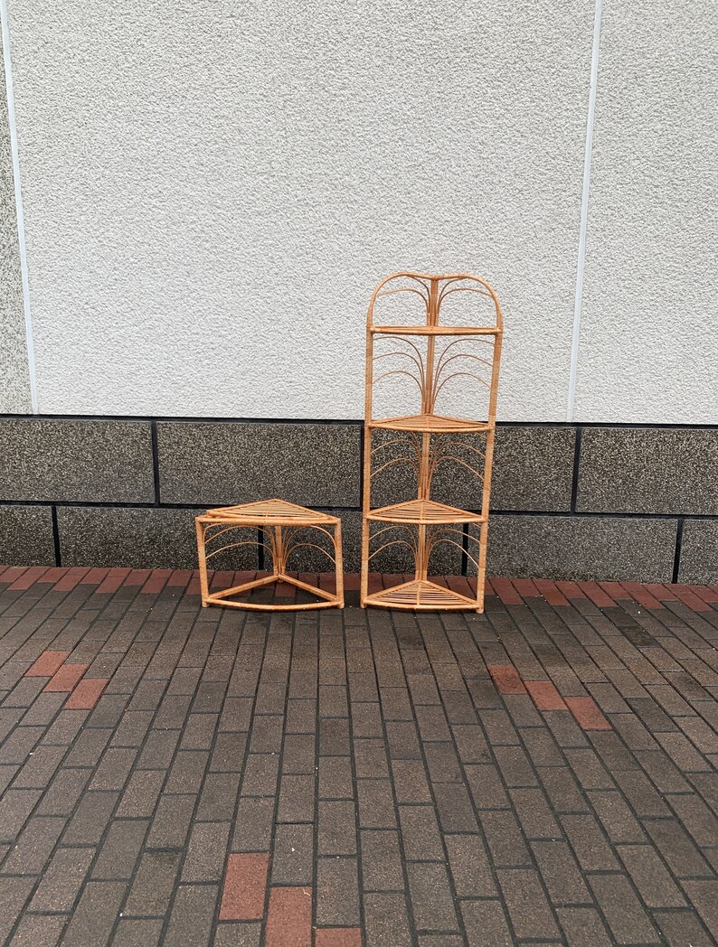 Wicker Corner Shelf Boho Corner Shelf Rattan Cabinet Rattan - Etsy