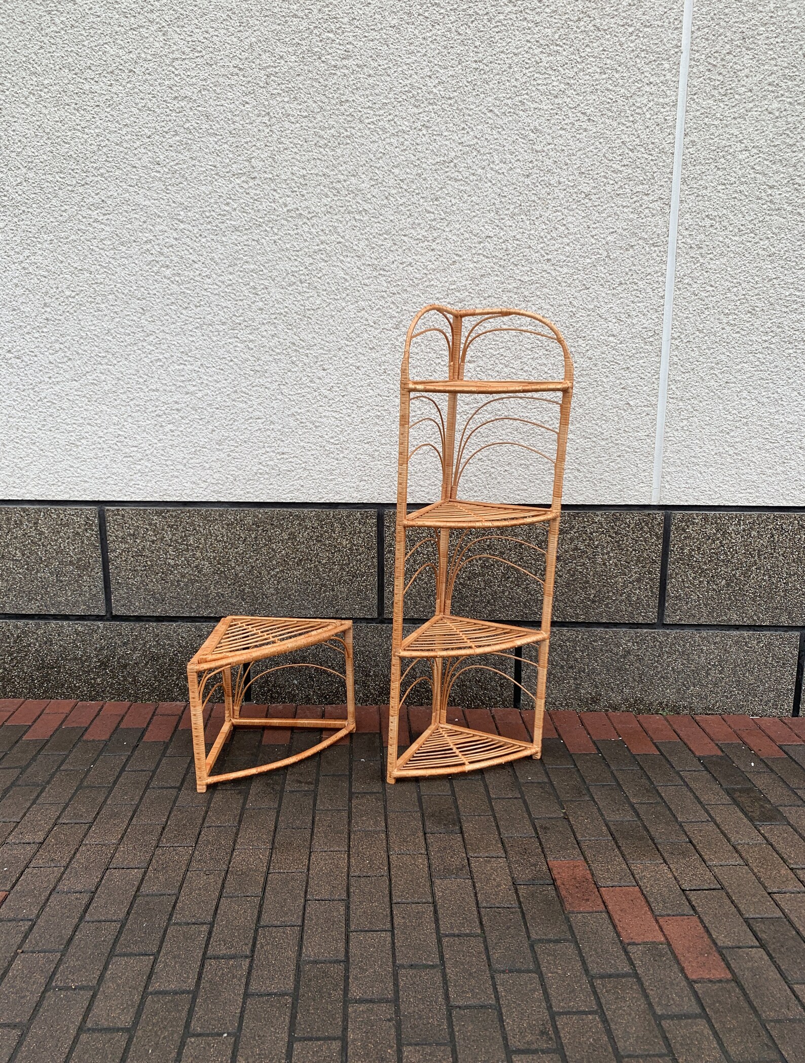 Wicker Corner Shelf Boho Corner Shelf Rattan Cabinet Rattan - Etsy