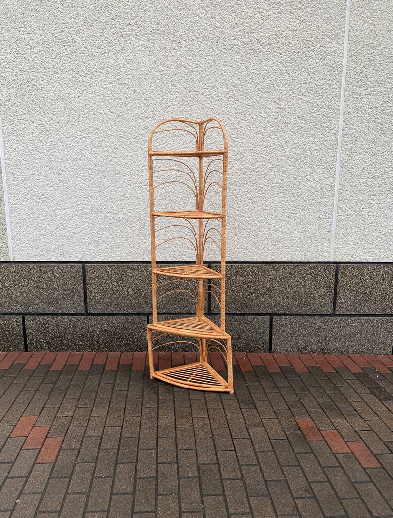 Wicker Corner Shelf Boho Corner Shelf Rattan Cabinet Rattan - Etsy
