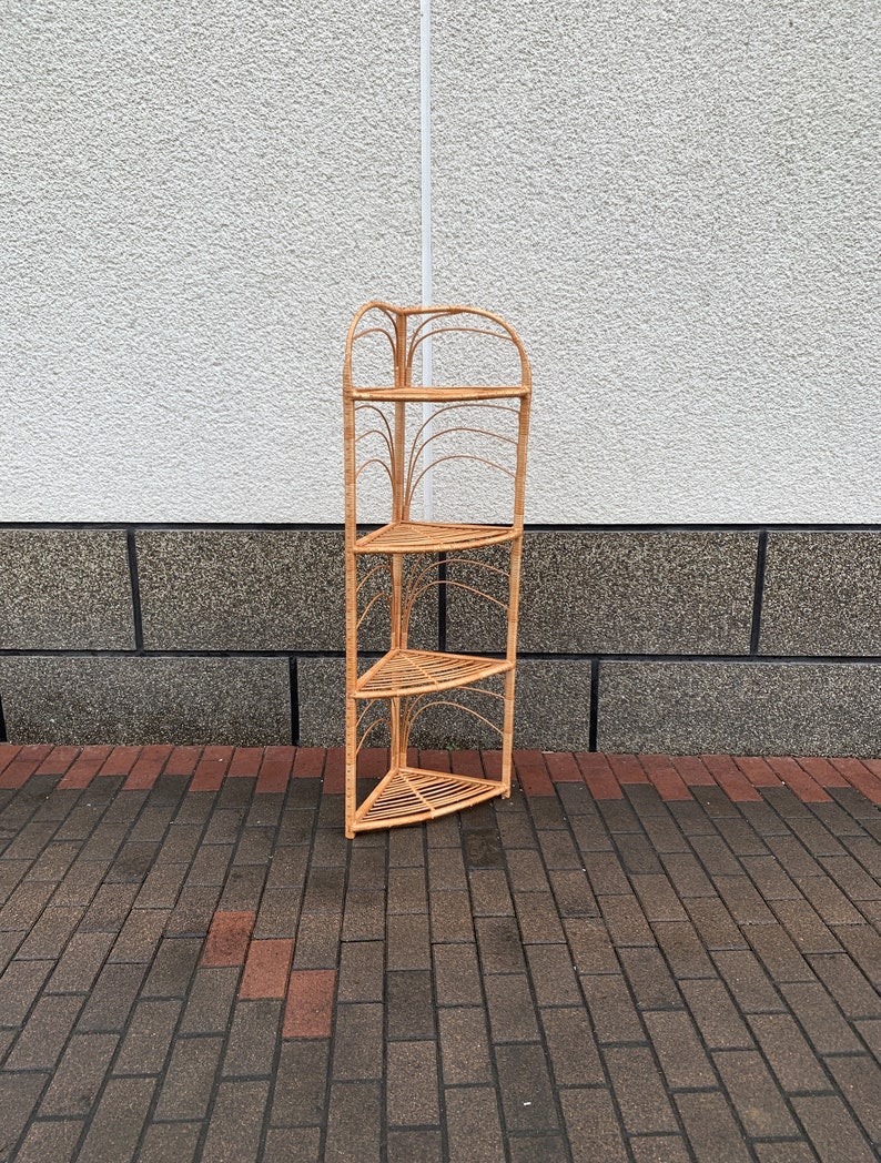 Wicker Corner Shelf Boho Corner Shelf Rattan Cabinet Rattan - Etsy