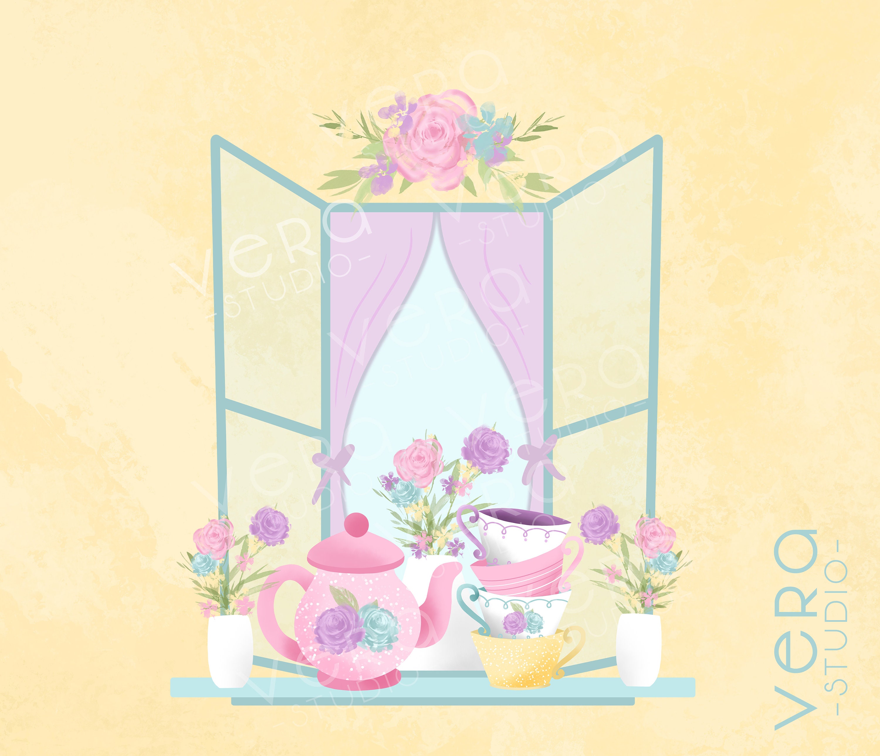 Pastel Tea Party Clipart Set - 10 PNG IMAGES - Instant Download - Etsy