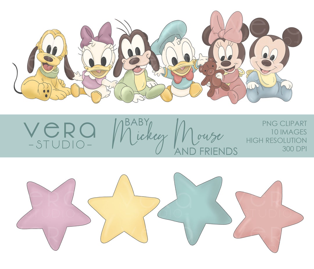 Baby Mickey Mouse and Friends Boho Color Palette Images Set - Etsy