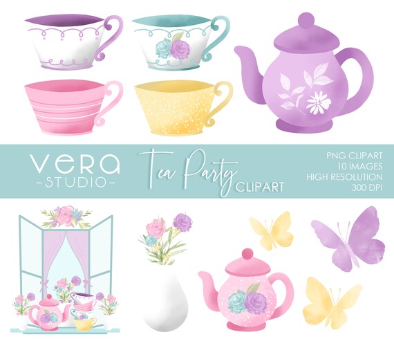 Pastel Tea Party Clipart Set 10 PNG IMAGES Instant - Etsy