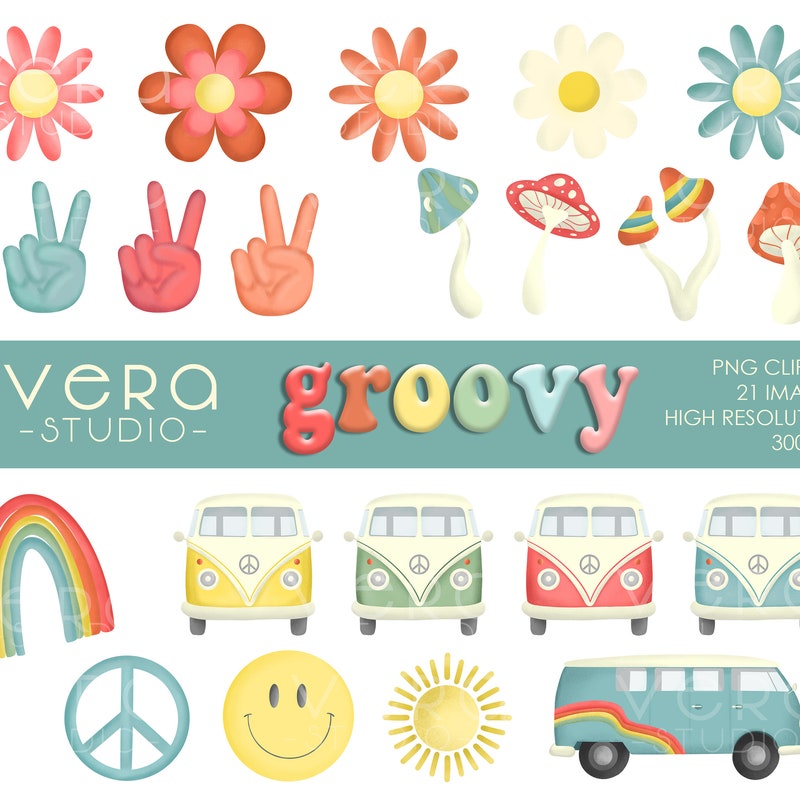 Hippie Van Clipart - Etsy