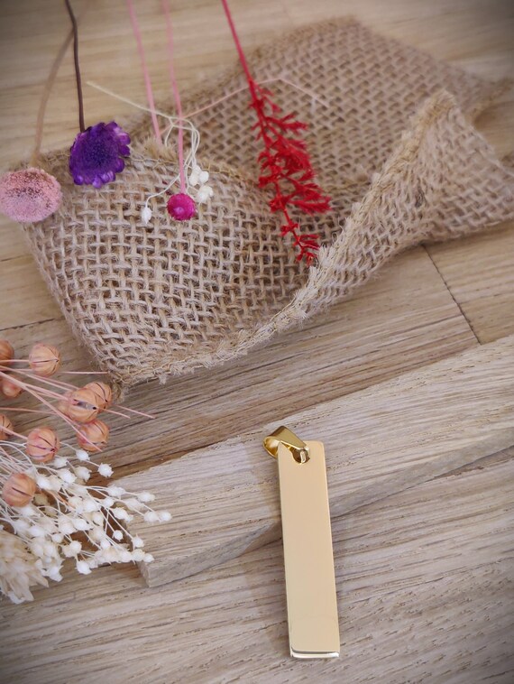 Pendant Stainless Steel Gold Rectangular Necklace With Desired - Etsy