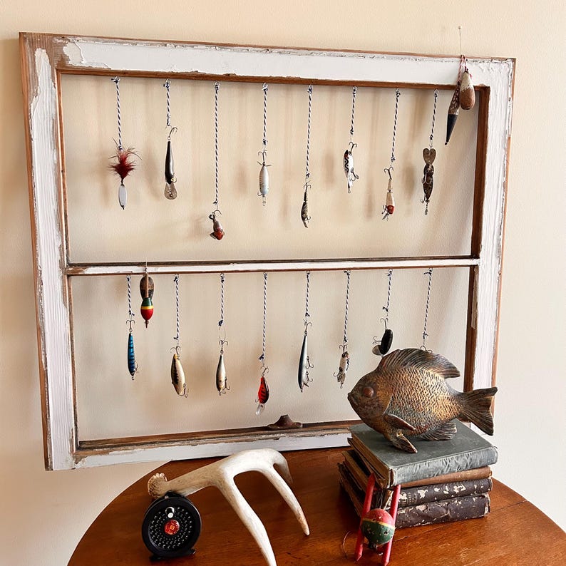 Vintage Fishing Lure Display | Fishing Gift for Dad | Vintage Window ...