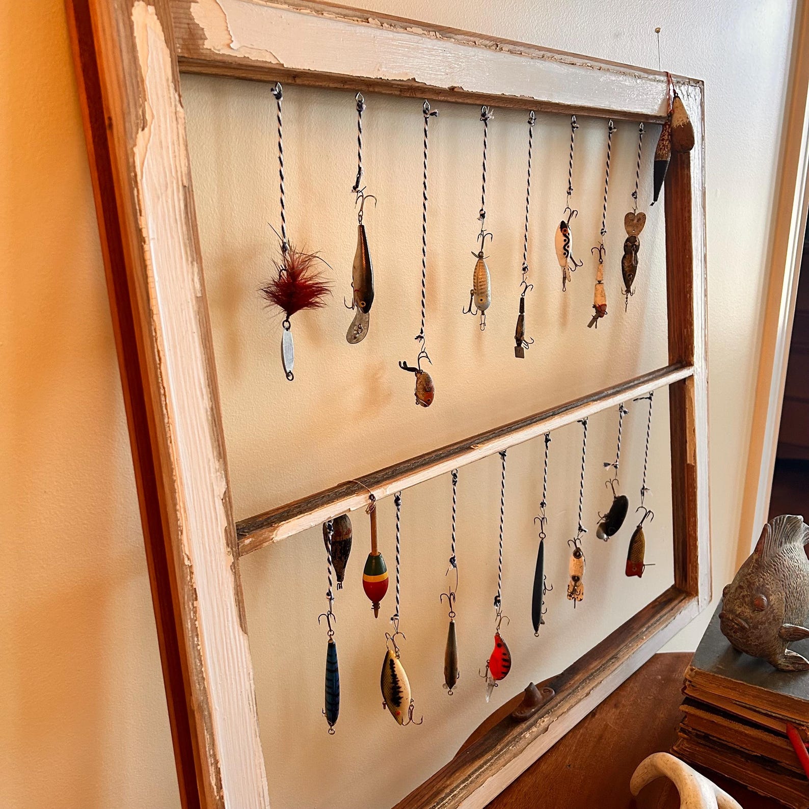 Vintage Fishing Lure Display | Fishing Gift for Dad | Vintage Window ...