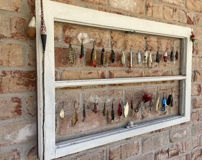 Vintage Fishing Lure Display Fishing Gift for Dad Vintage Window ...