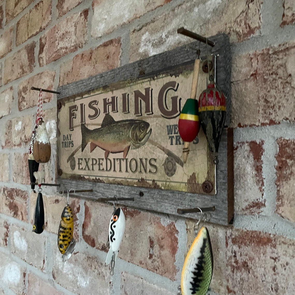 Vintage Fishing Lure Display and Sign Fishing Gift for Dad - Etsy