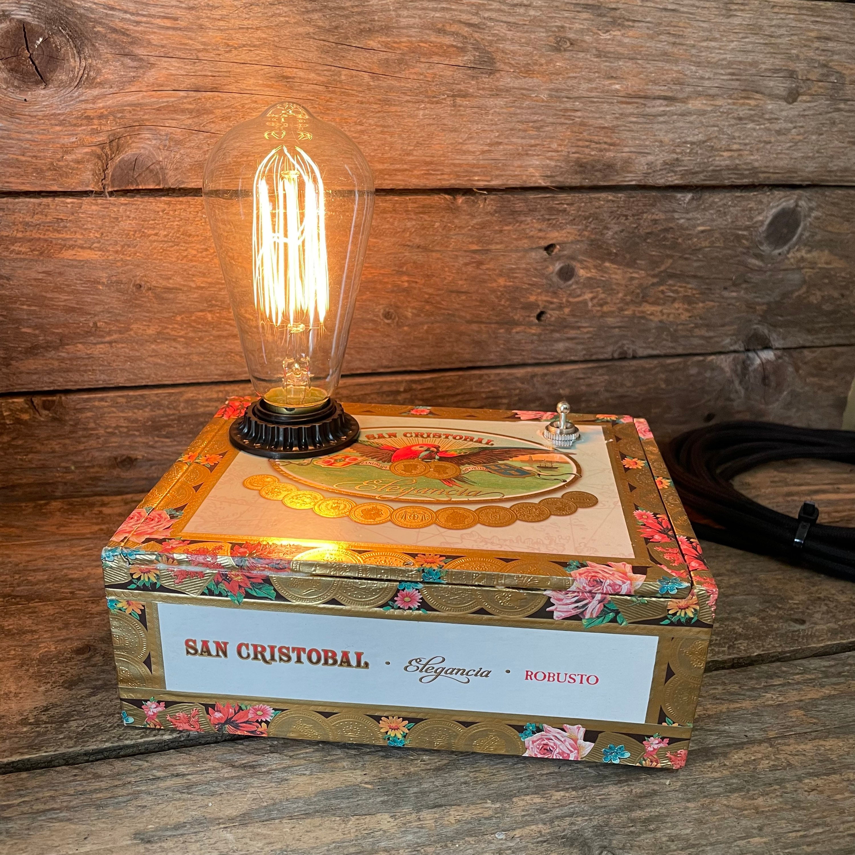 Cigar Box Lamp/ Edison Bulb Included / Table Lamp Cigar Box/ Fathers ...