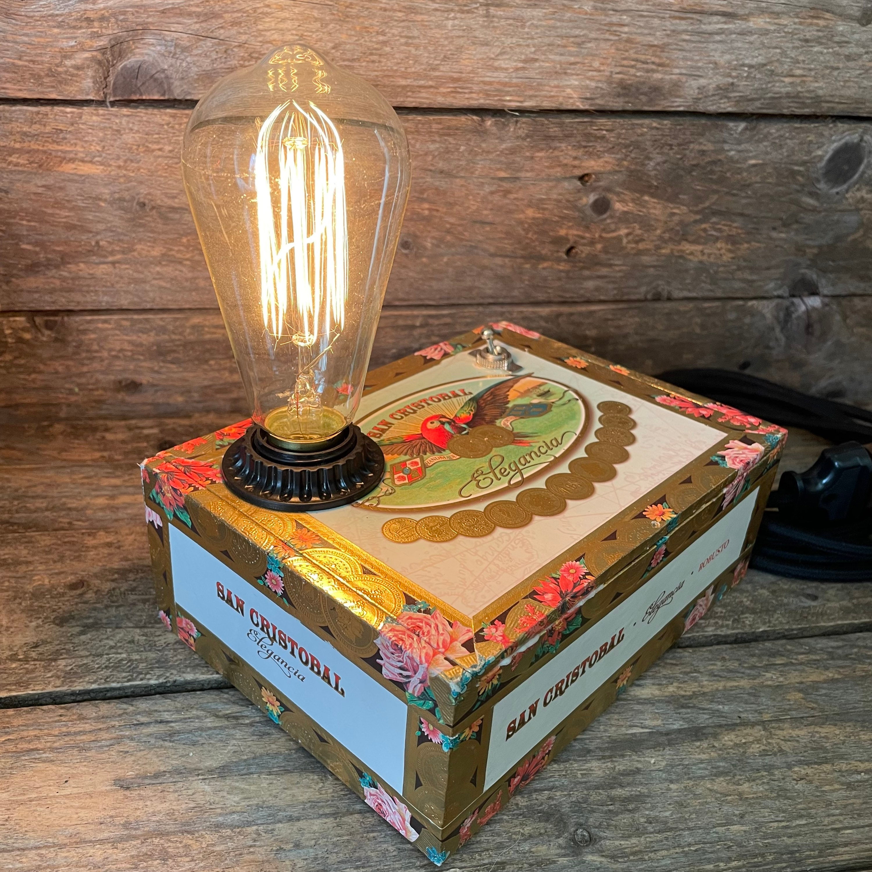 Cigar Box Lamp/ Edison Bulb Included / Table Lamp Cigar Box/ Fathers ...
