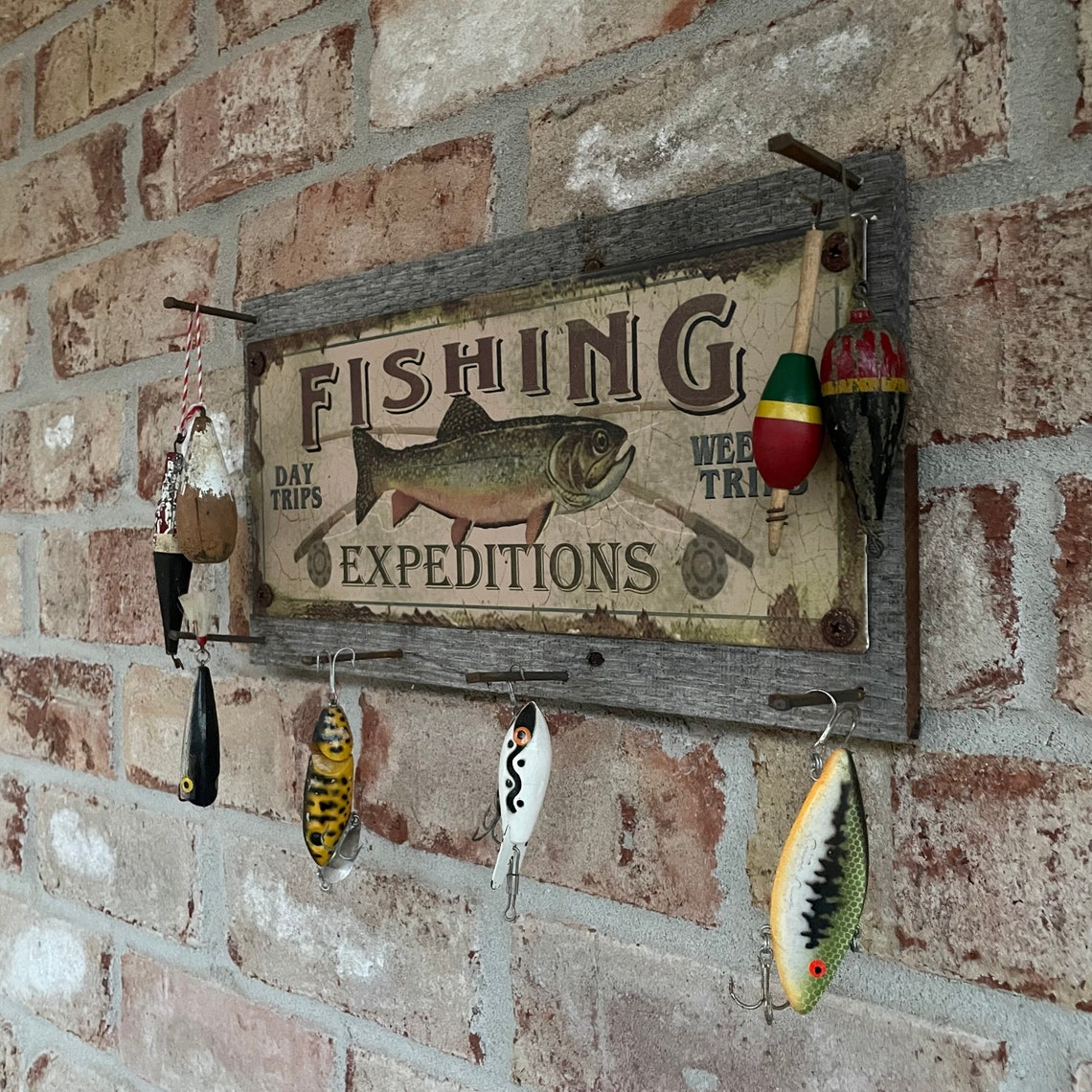 Vintage Fishing Lure Display and Sign Fishing Gift for Dad - Etsy