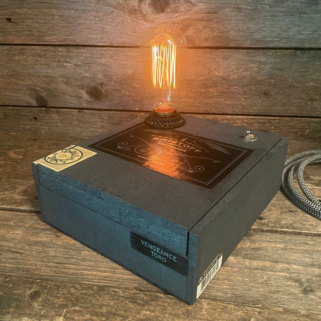 Cigar Box Lamp/ Edison Bulb Included / Table Lamp Cigar Box/ Fathers ...