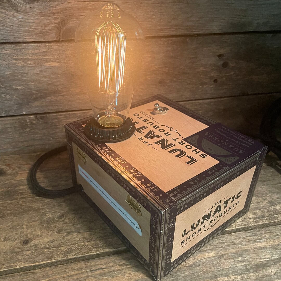 Cigar Box Lamp/ Edison Bulb Included / Table Lamp Cigar Box/ Fathers ...
