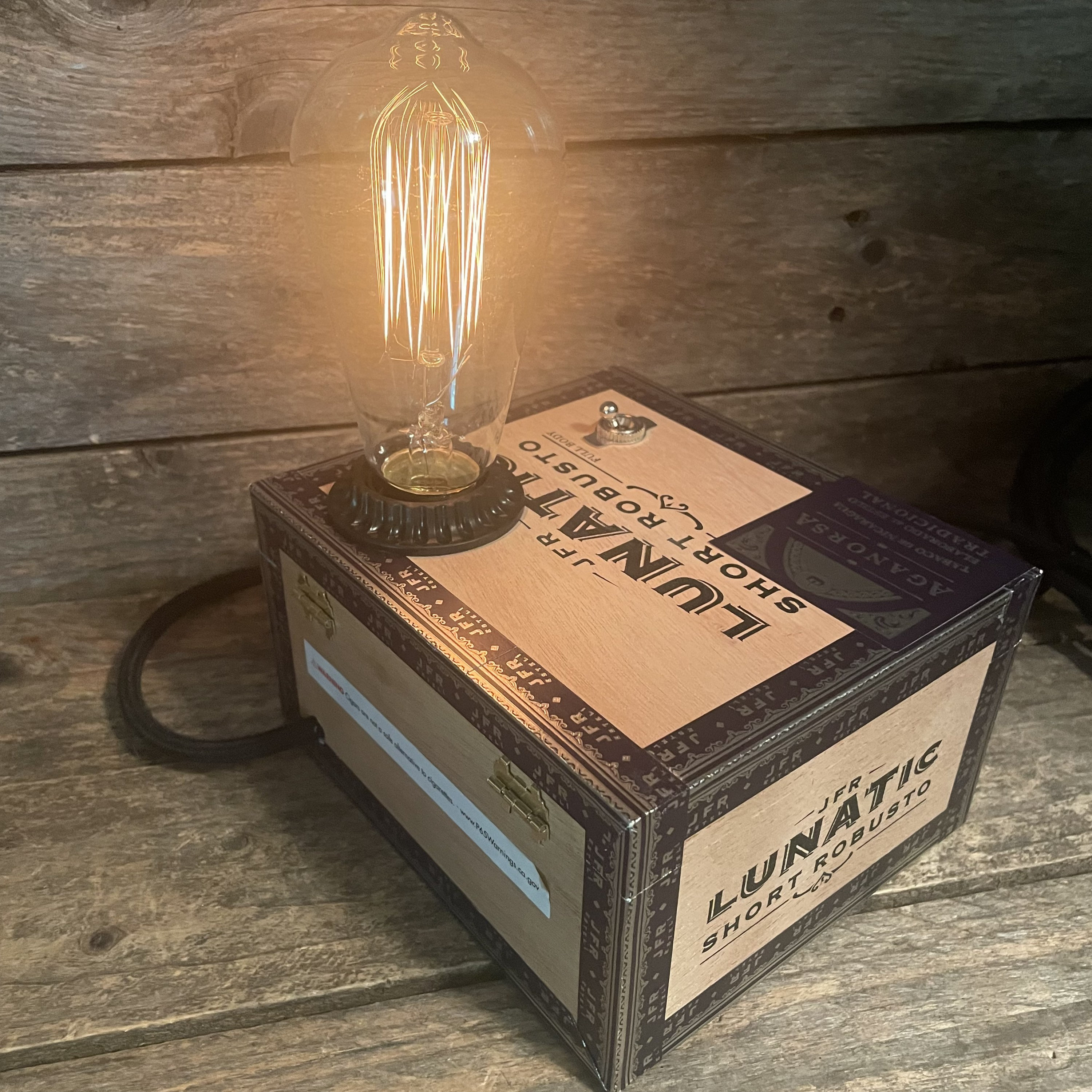 Cigar Box Lamp/ Edison Bulb Included / Table Lamp Cigar Box/ Fathers ...