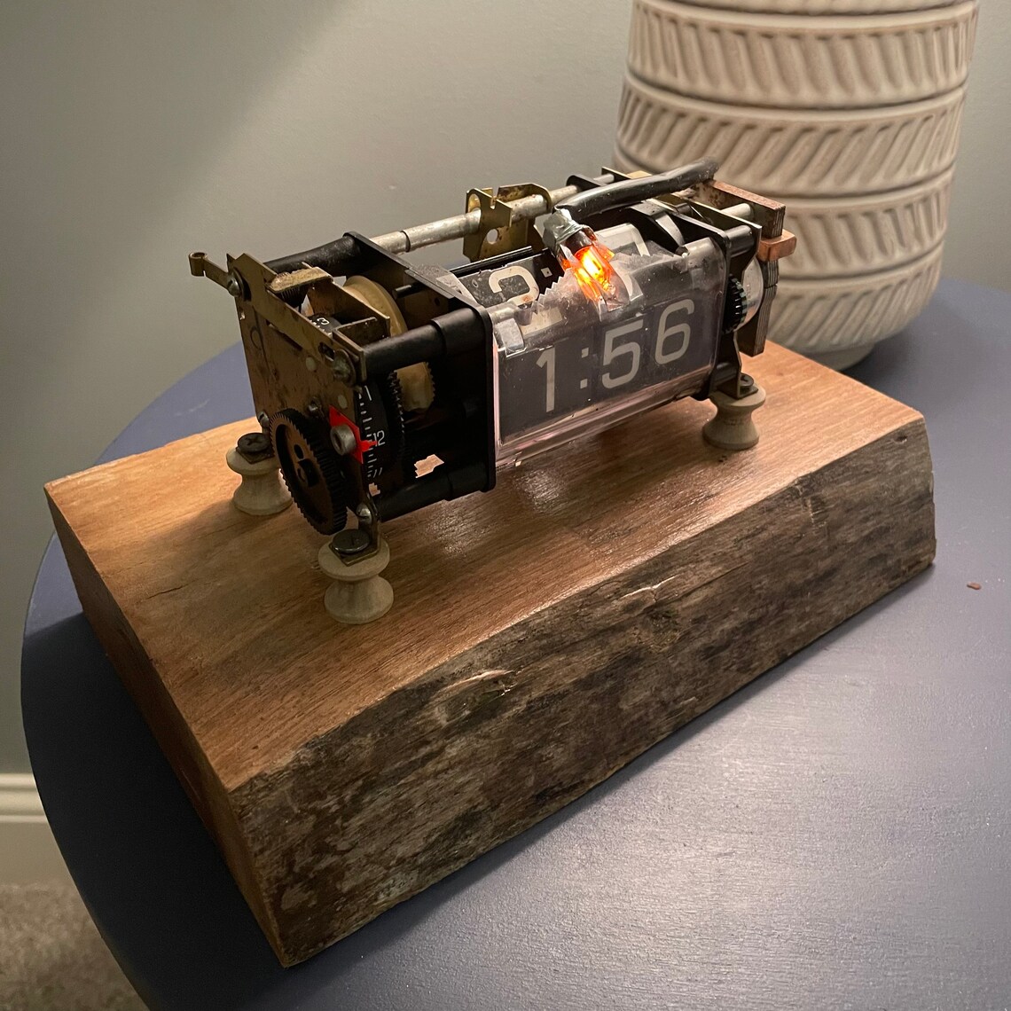 Vintage Flip Clock Mounted on Live Edge Solid Wood Base 1970s - Etsy