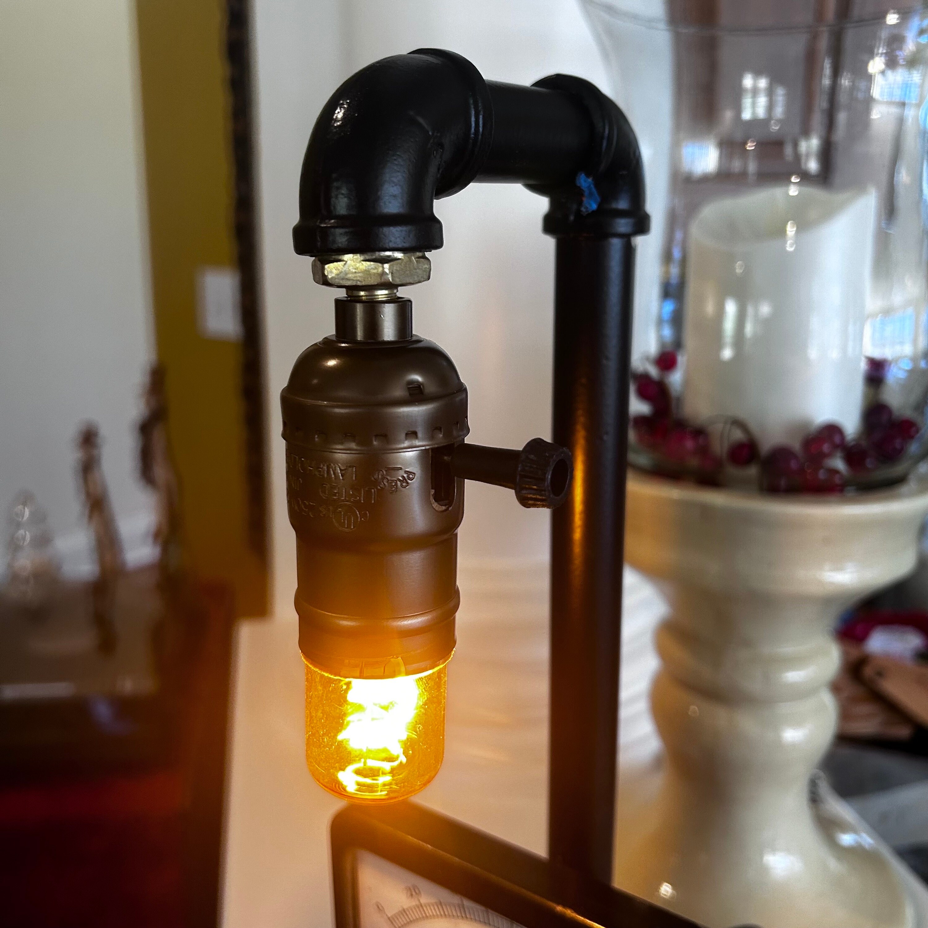Industrial Steampunk Wrought Iron Pipe Lamps With Continental - Etsy
