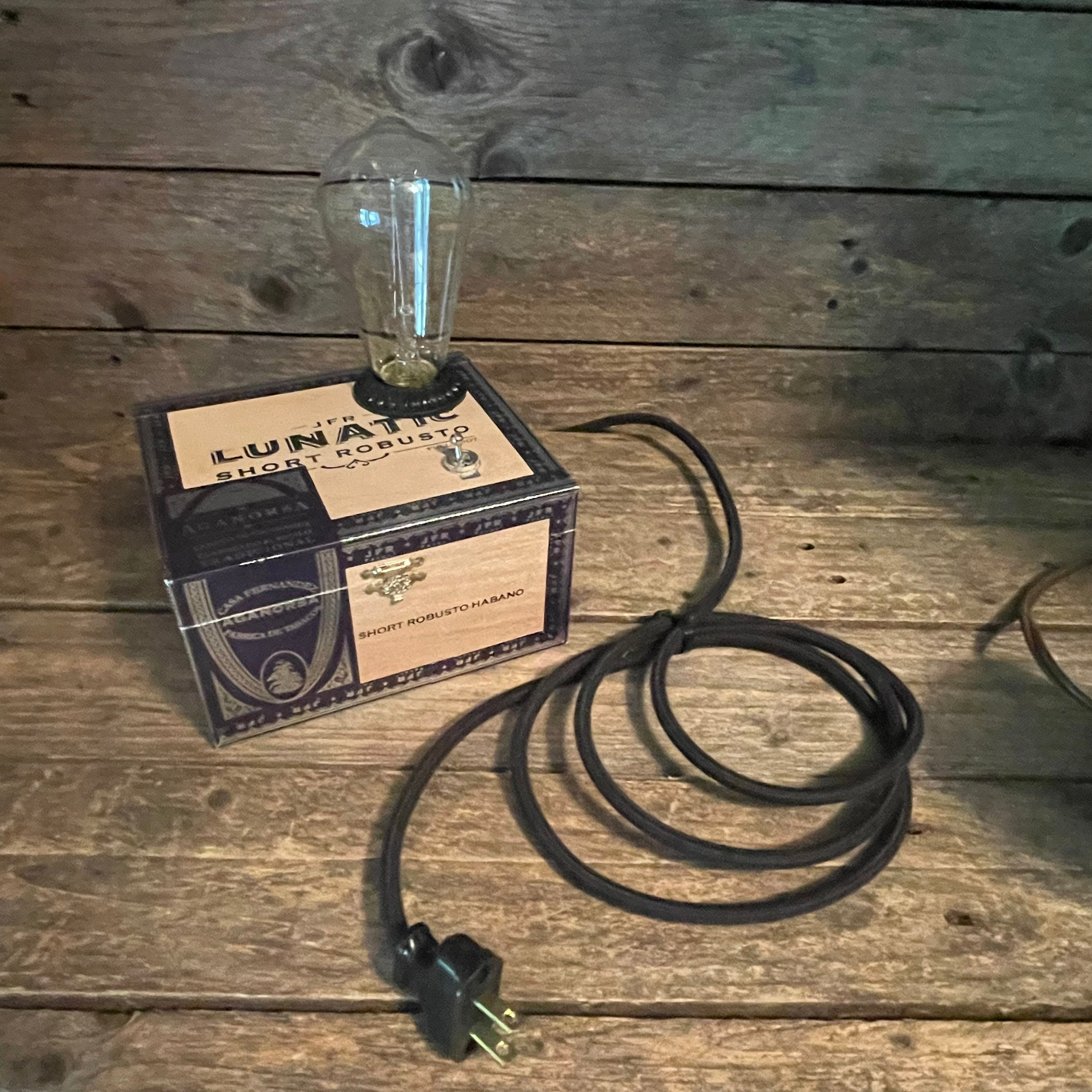 Cigar Box Lamp/ Edison Bulb Included / Table Lamp Cigar Box/ Fathers ...