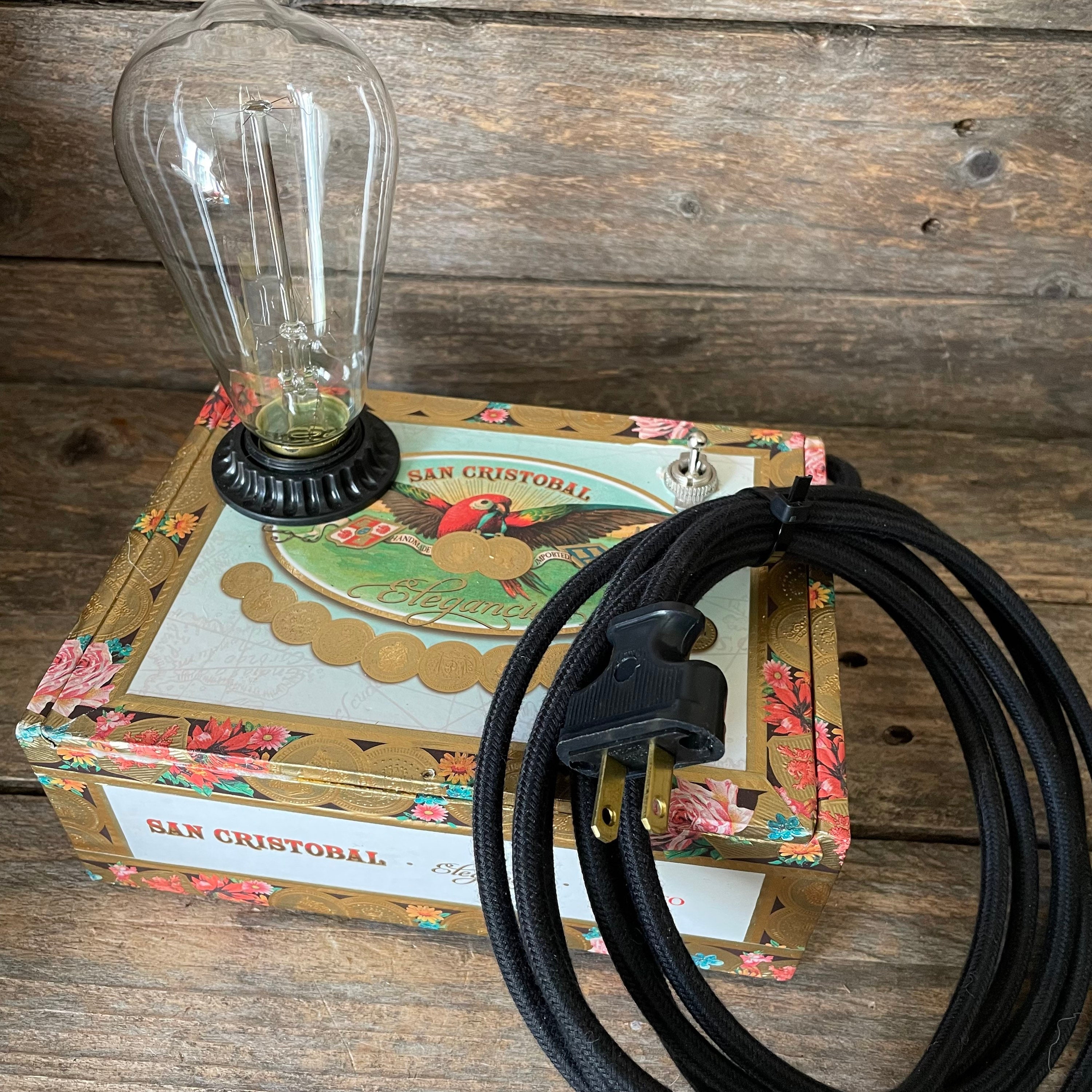 Cigar Box Lamp/ Edison Bulb Included / Table Lamp Cigar Box/ Fathers ...