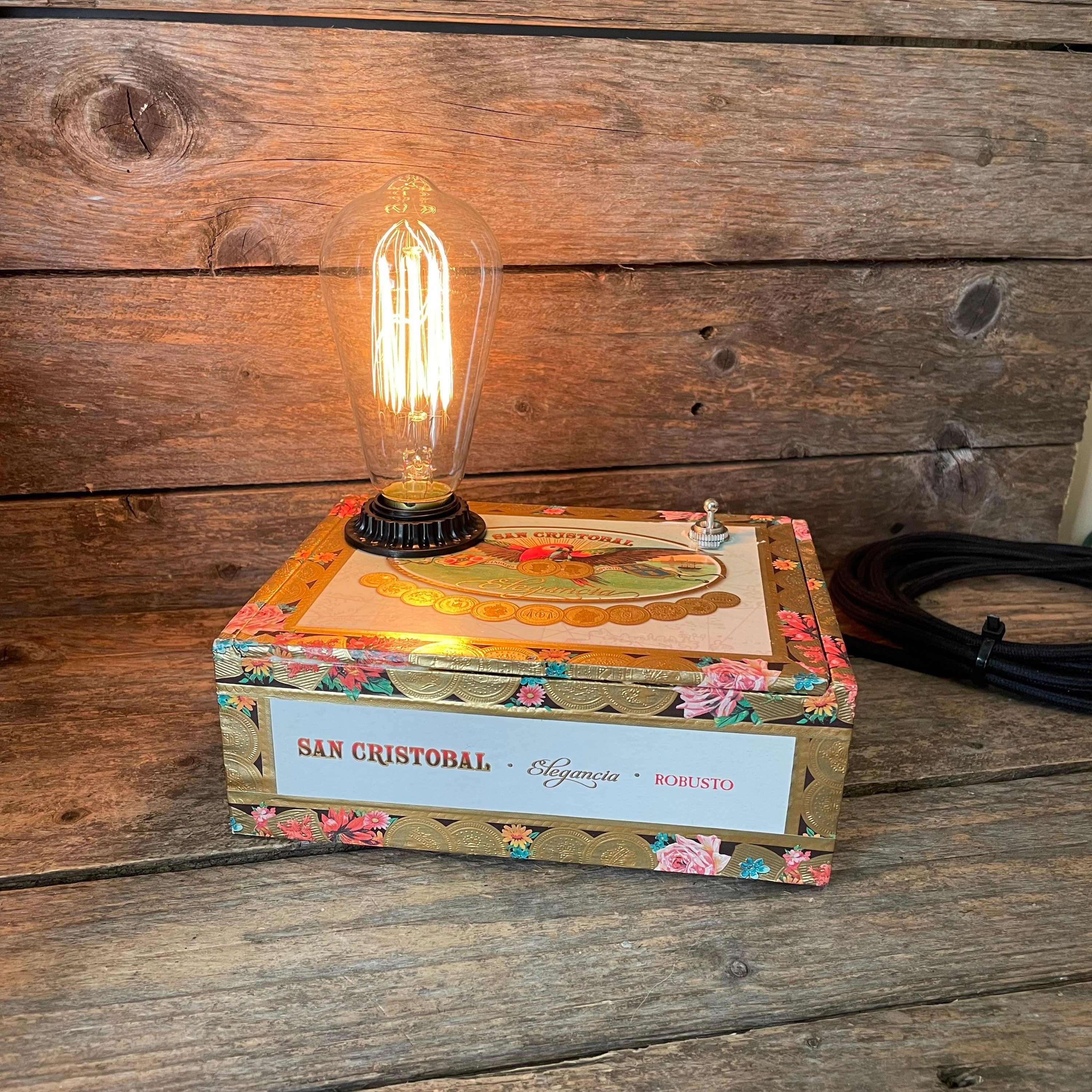Cigar Box Lamp/ Edison Bulb Included / Table Lamp Cigar Box/ Fathers ...