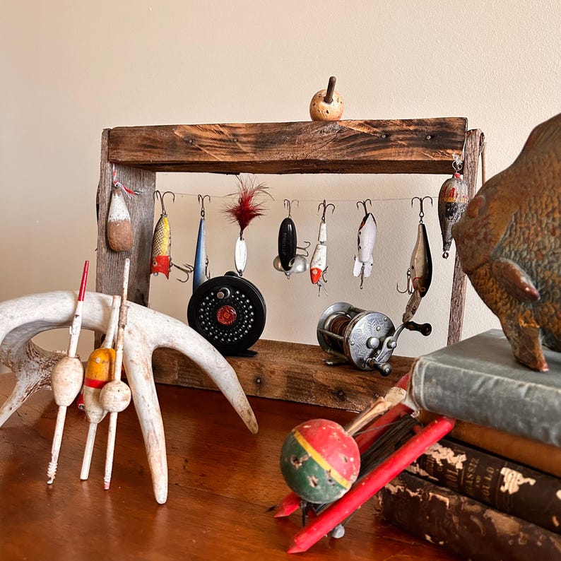 Vintage Fishing Lure Display | Fishing Gift for Dad | Vintage Fishing ...