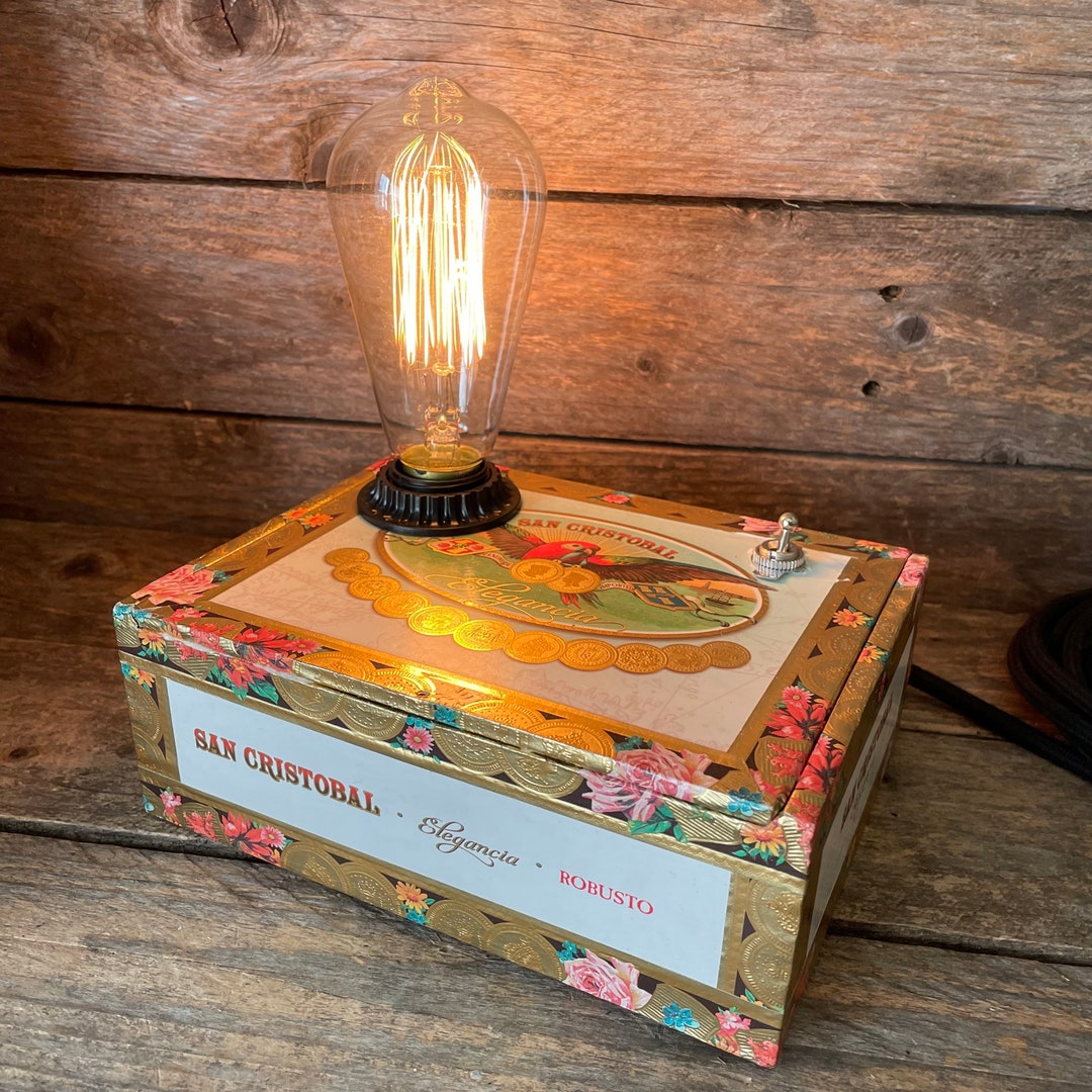 Cigar Box Lamp/ Edison Bulb Included / Table Lamp Cigar Box/ Fathers ...