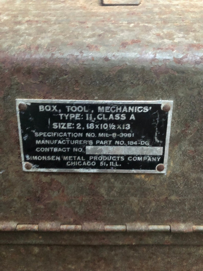 Vintage Military Tool Box Simonsen Type 2 Mechanics Class A Vintage ...