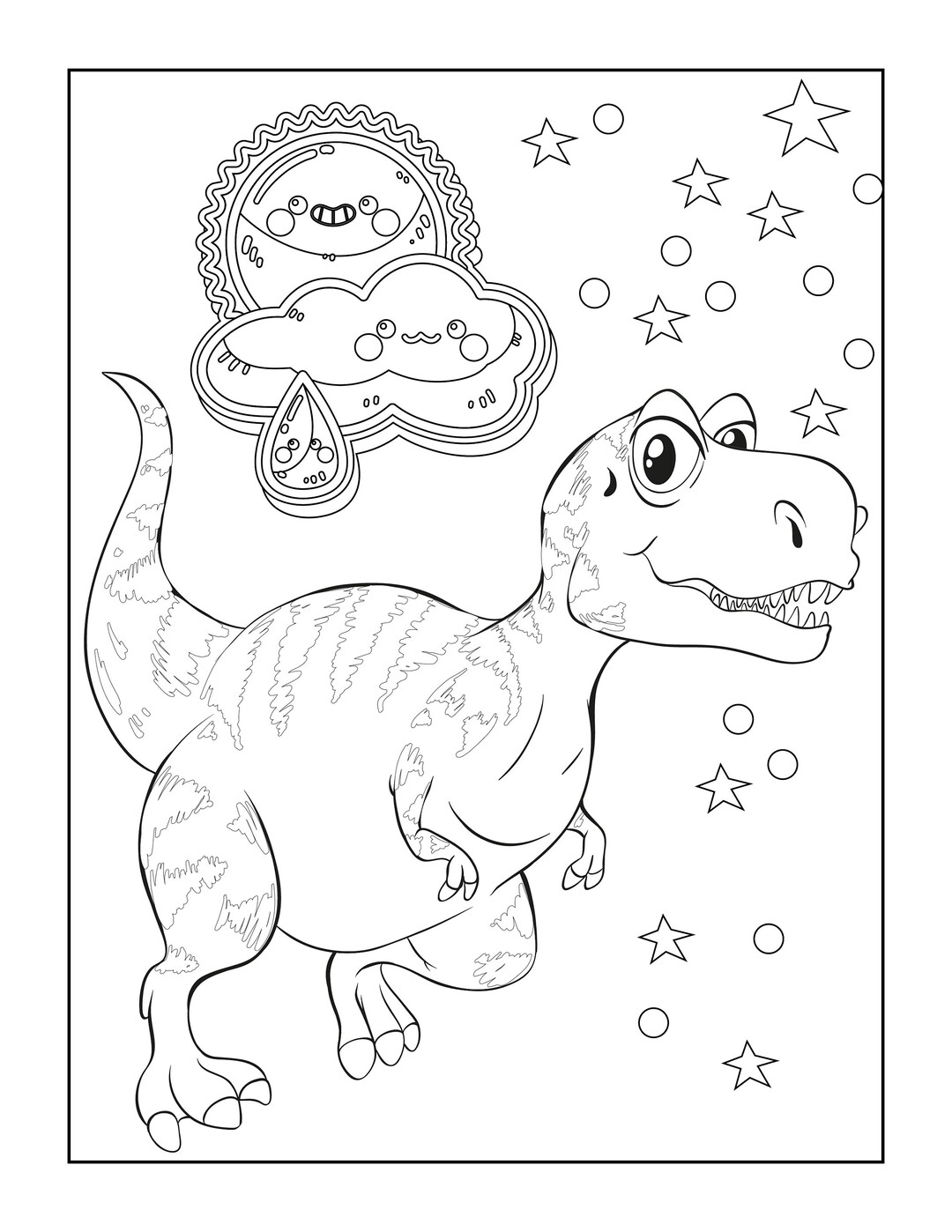 30 Pages of Happy Dinosaurs to Color! - Etsy