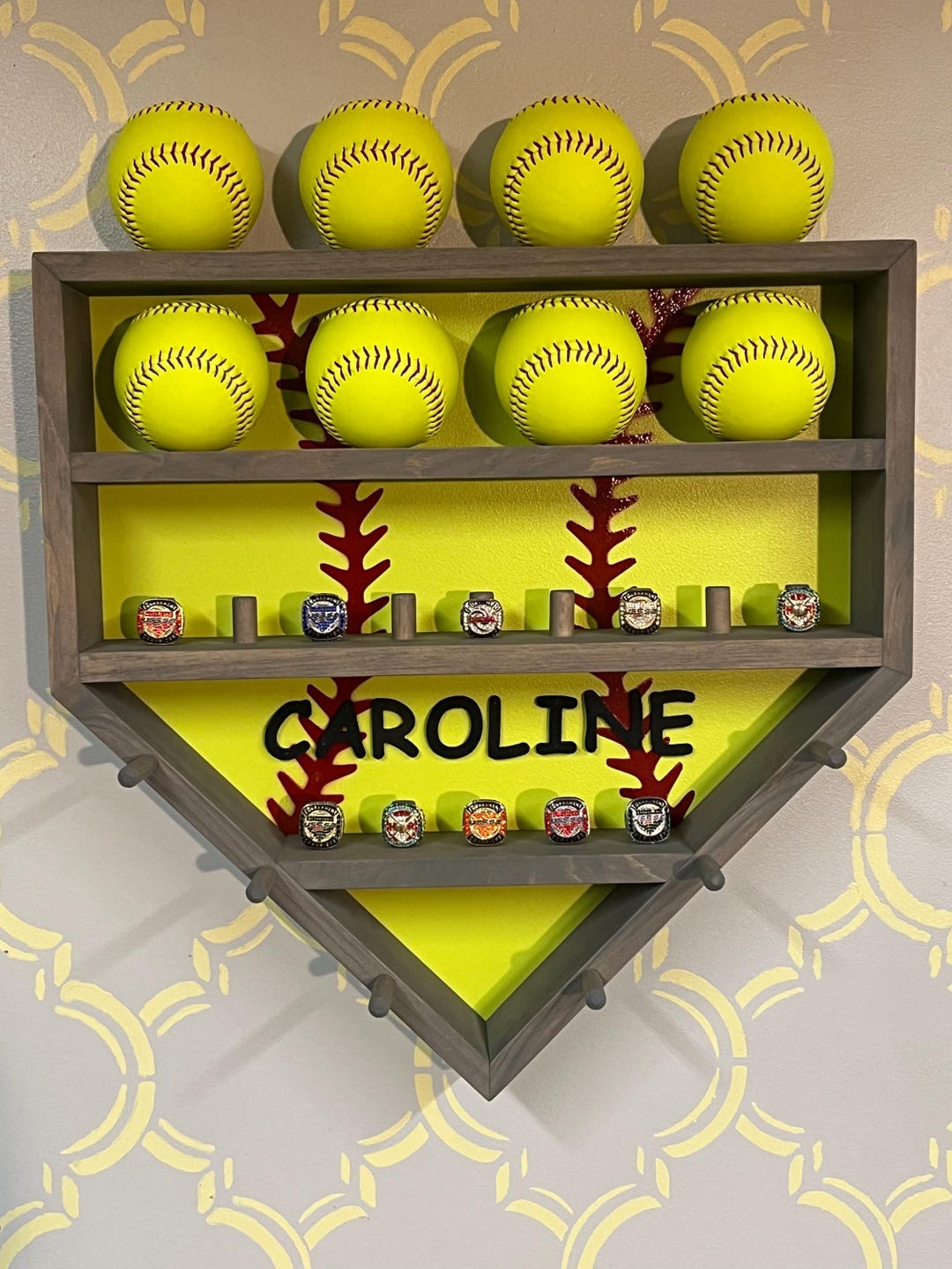 Softball Ring and Ribbon/medal Display (SB6) - Etsy