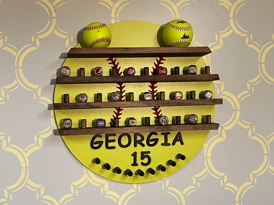 Softball Ring Ribbon and Ball Display SBR2 - Etsy