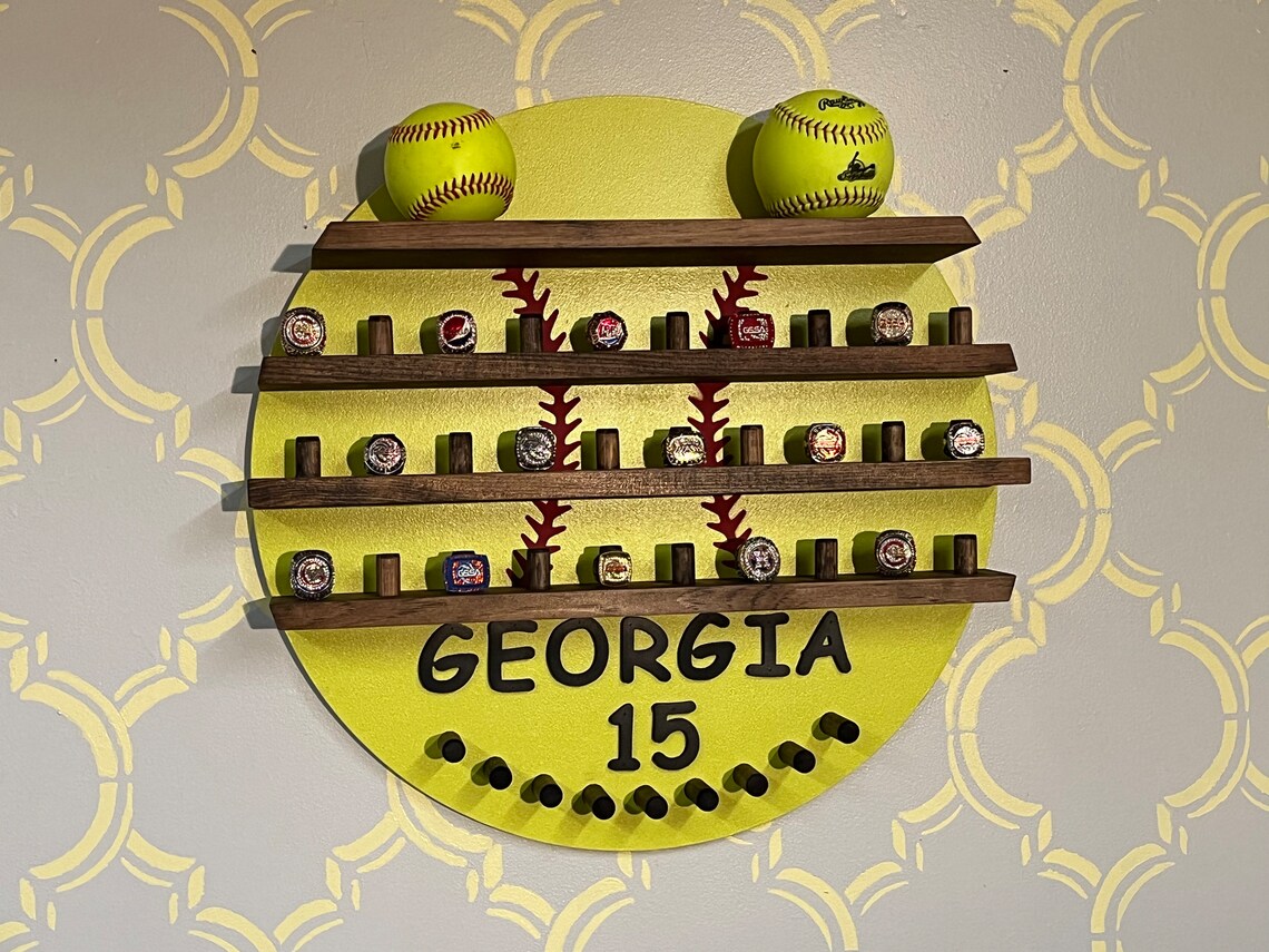 Softball Ring Ribbon and Ball Display SBR2 - Etsy