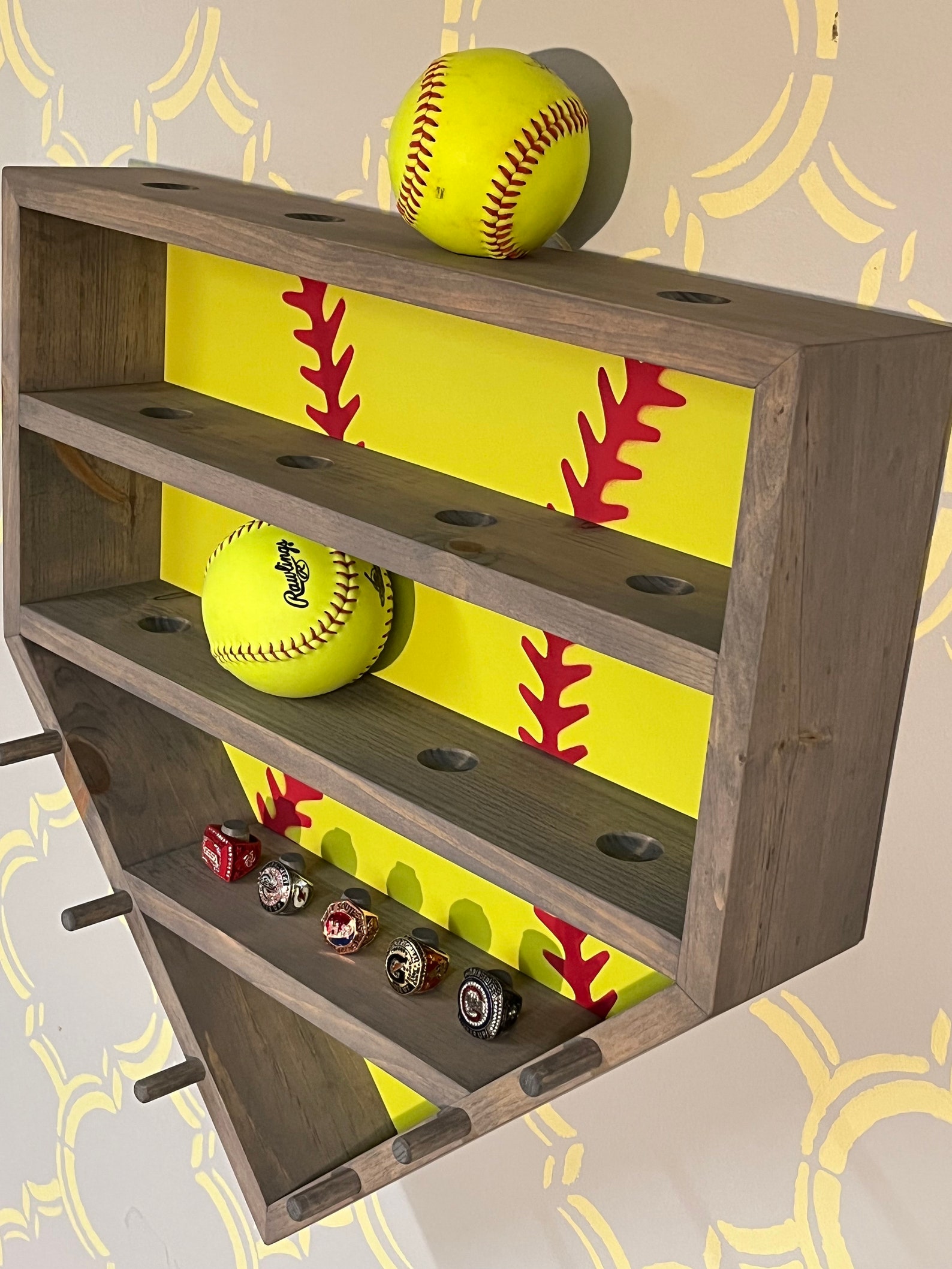 Softball Ring and Ribbon/medal Display SB2 - Etsy