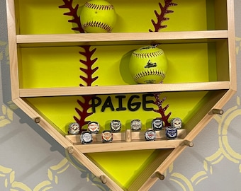 Clear SOFTBALL Display, With Name Plate HOME RUN or Game Ball Display ...