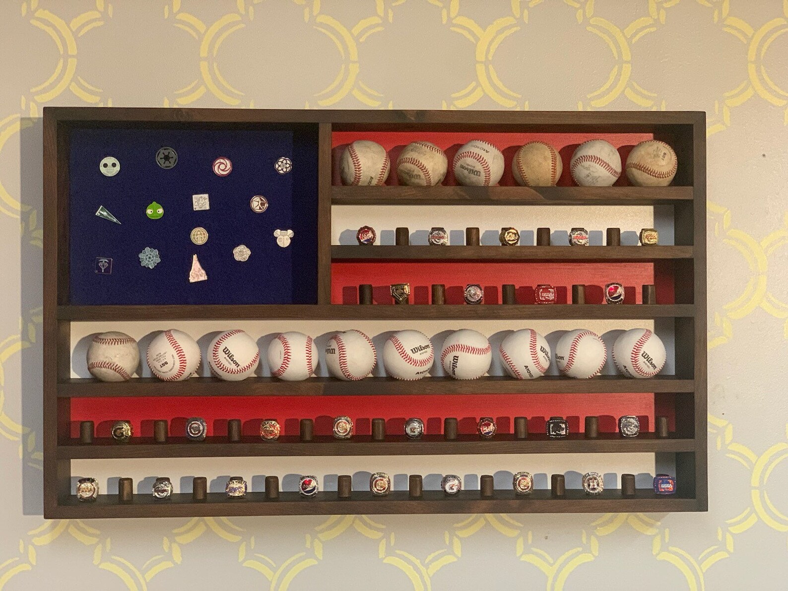 American Flag Baseball Ring Display - Etsy