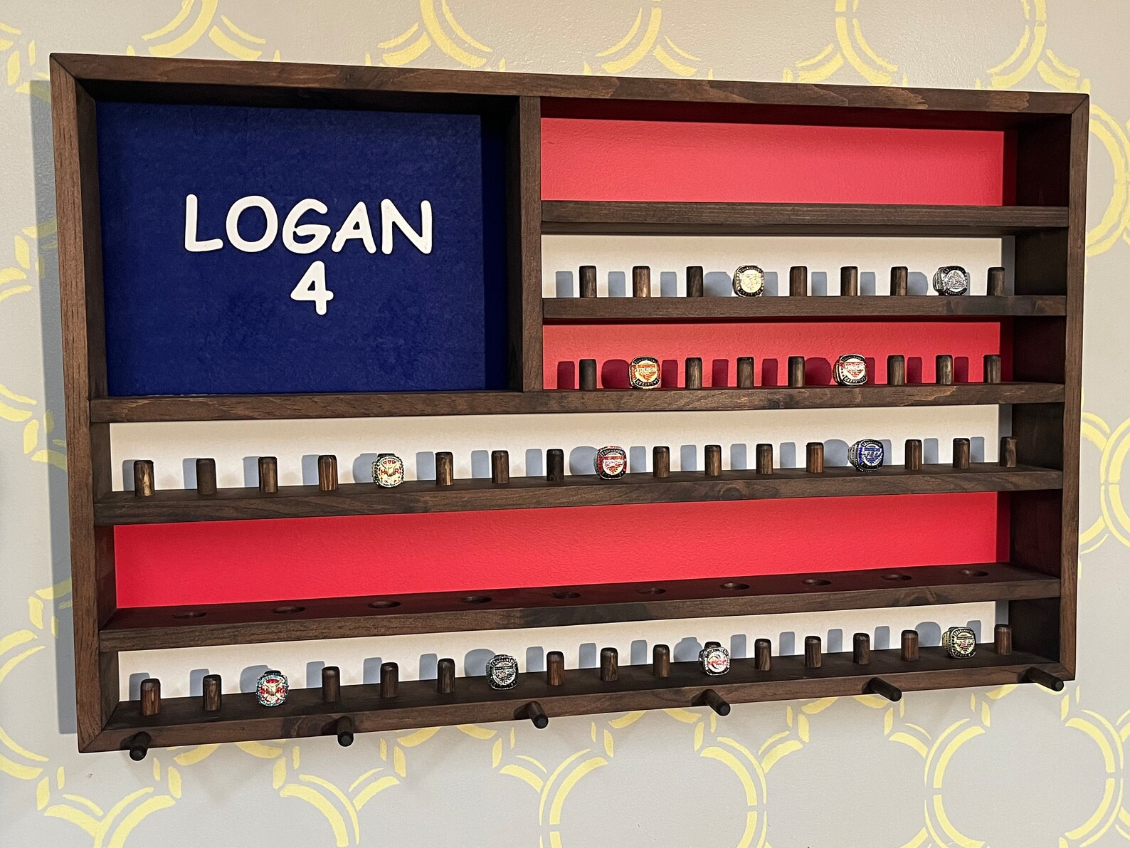 American Flag Baseball Ring Display - Etsy