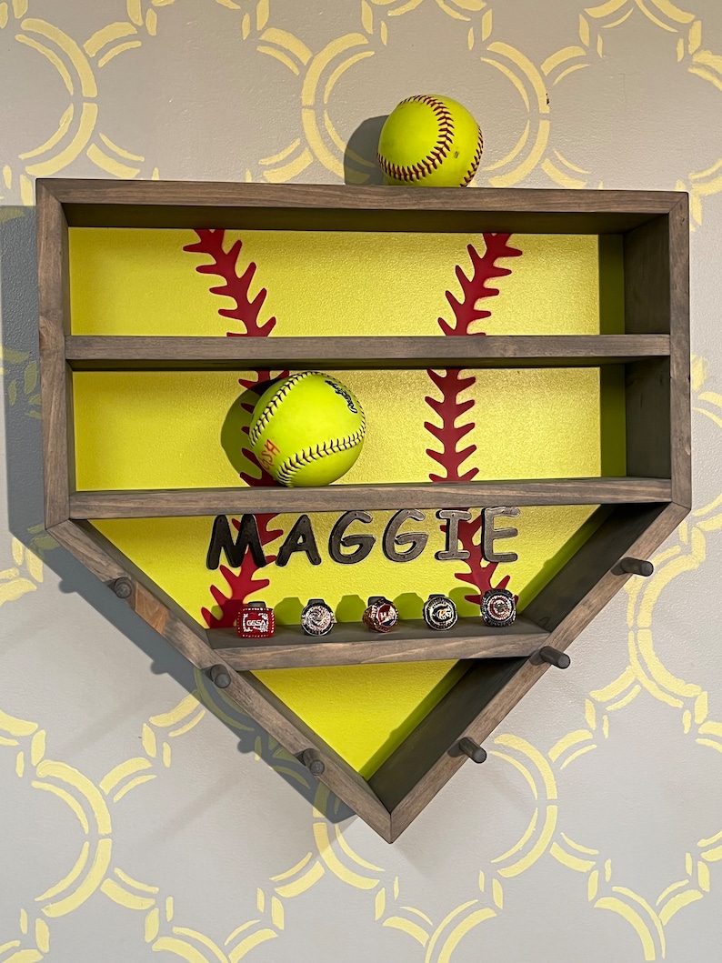 Softball Ring and Ribbon/medal Display SB2 - Etsy