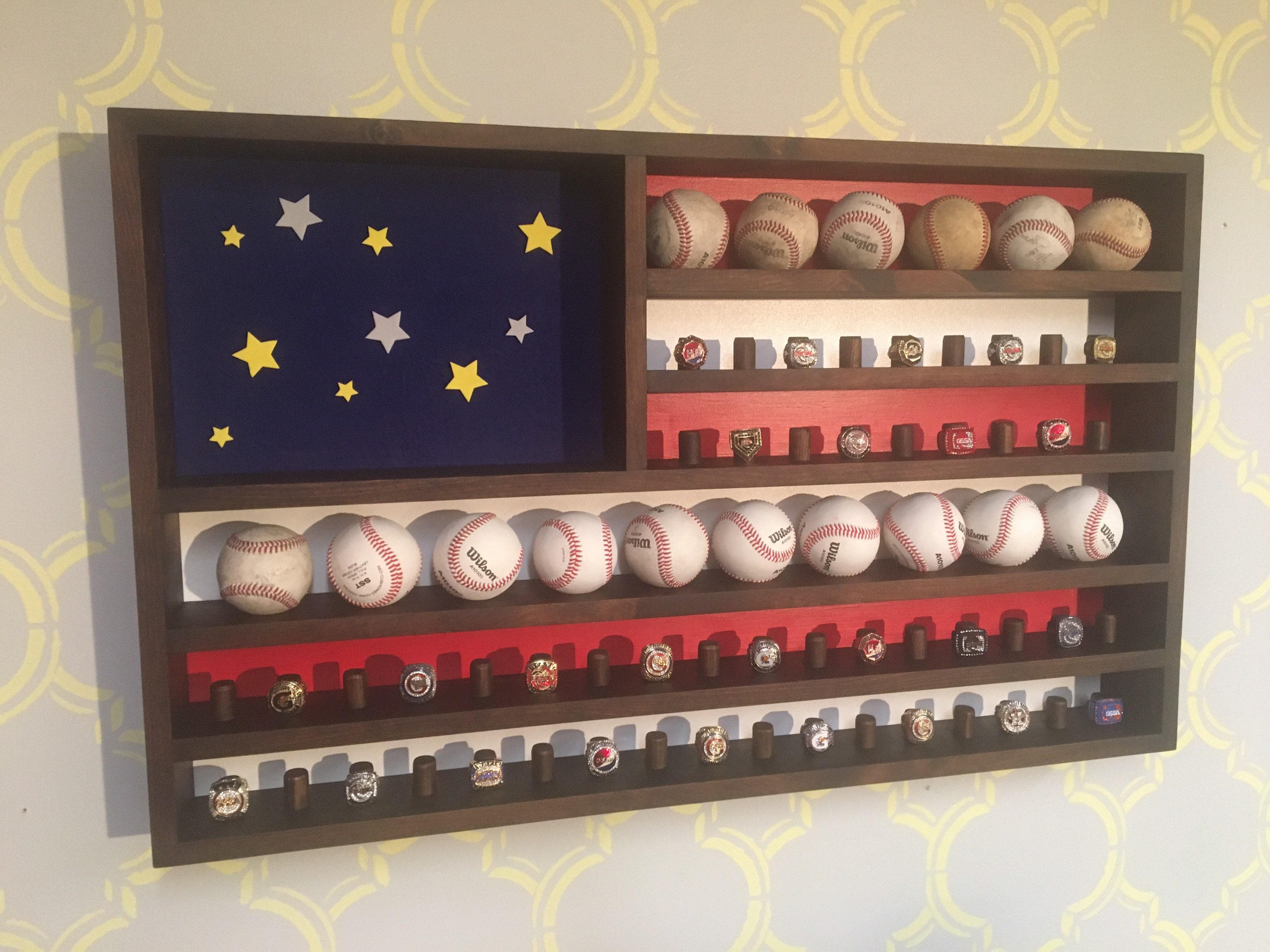 American Flag Baseball Ring Display - Etsy